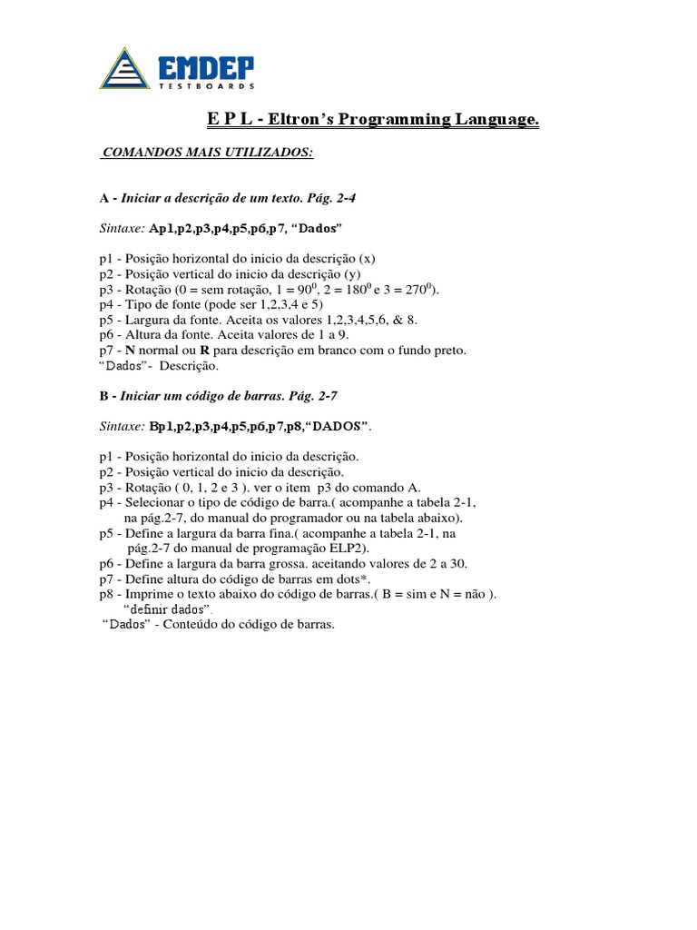 Manual Linguagem EPL | PDF