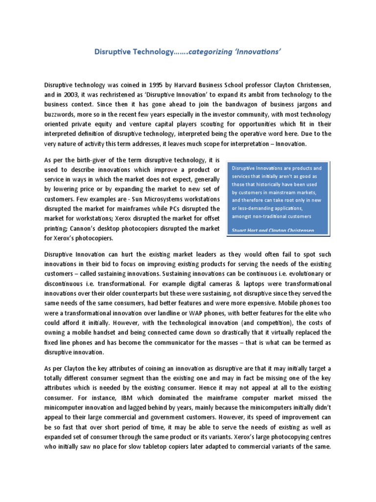 Understanding Disruptive Technology | PDF | Disruptive Innovation ...