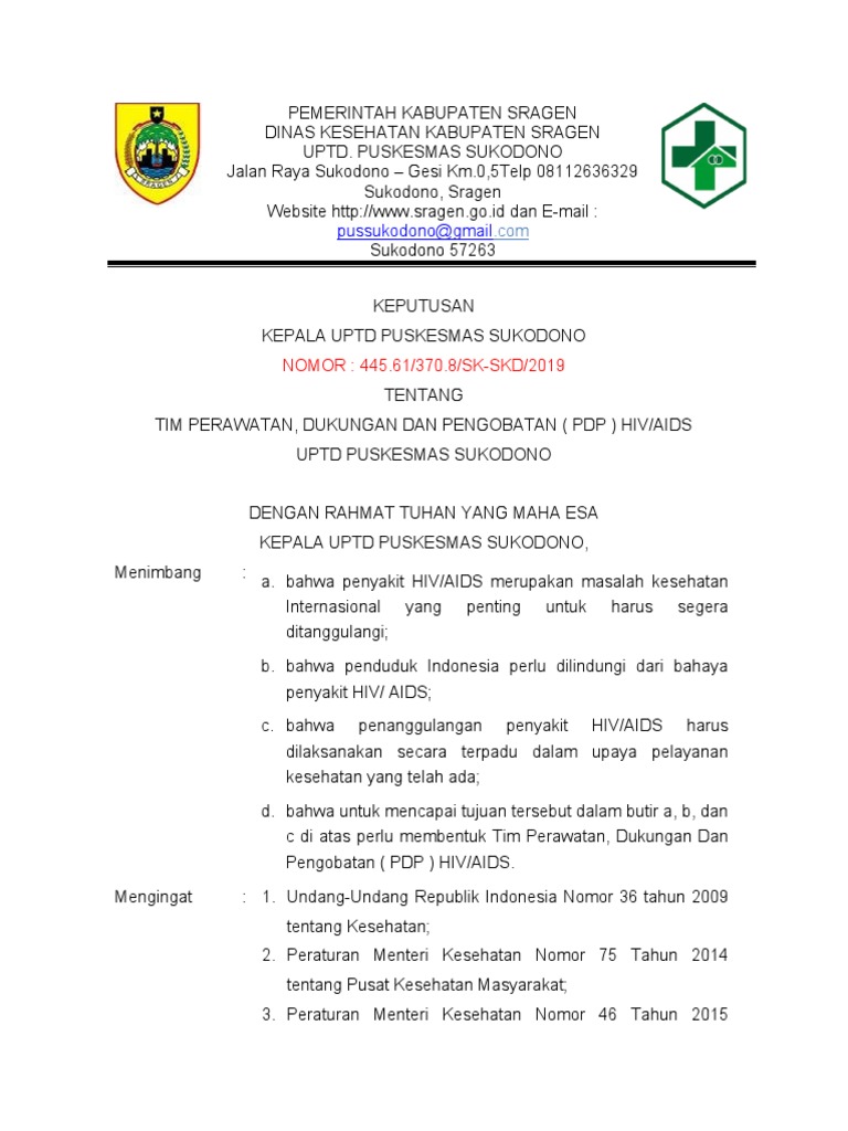 SK Tim Pencegahan Dan Penanggulangan Hiv Dan Aids | PDF
