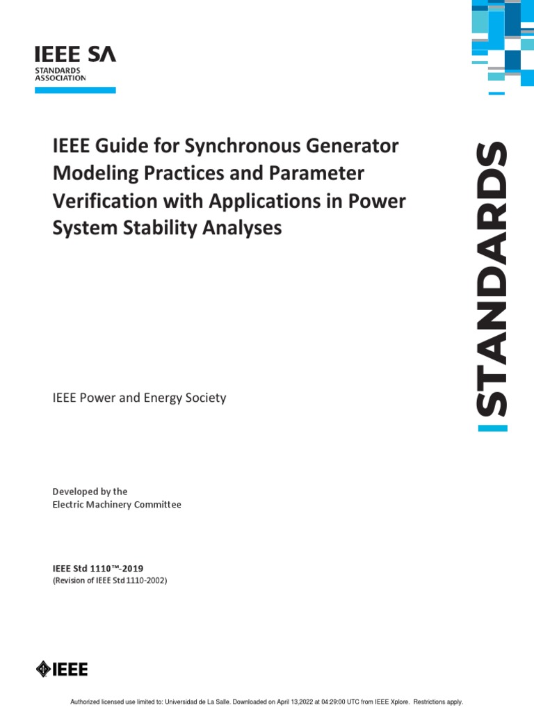 IEEE Guide For Synchronous Generator Modeling Practices and Parameter ...