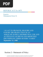 Ra 6675 - Generics Act of 1988 | PDF | Generic Drug | Prescription Drugs