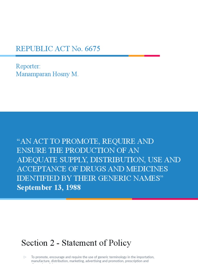 RA 6675 Legal Phar | PDF | Generic Drug | Prescription Drugs