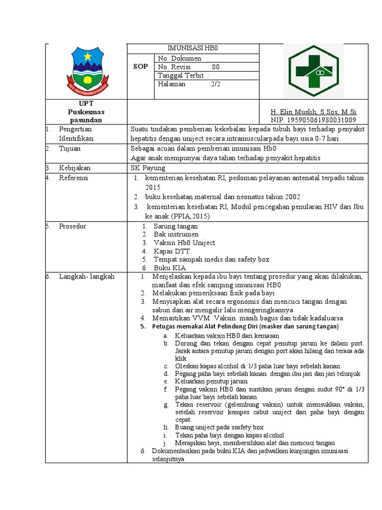 Sop Imunisasi HB0 | PDF