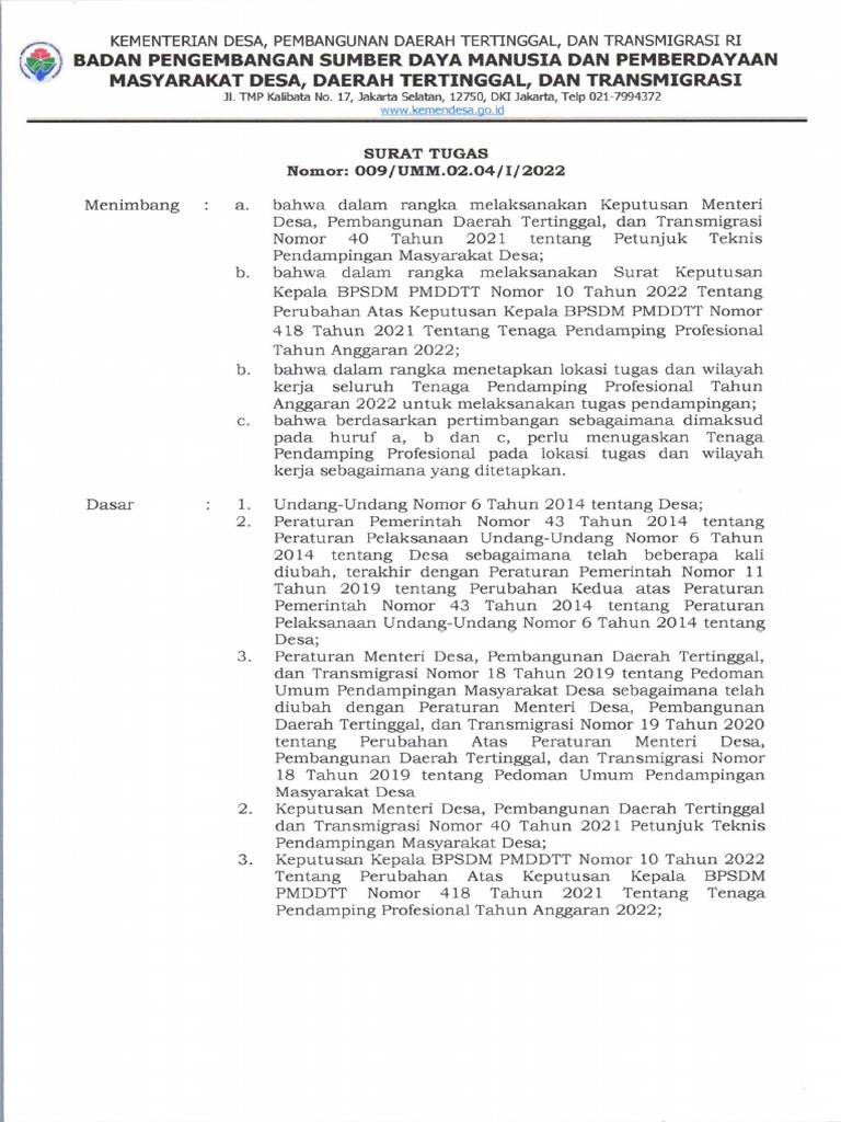 ST 009 Th. 2021 - SPT TPP 2022 (Dengan Lampiran) Ok FIX | PDF