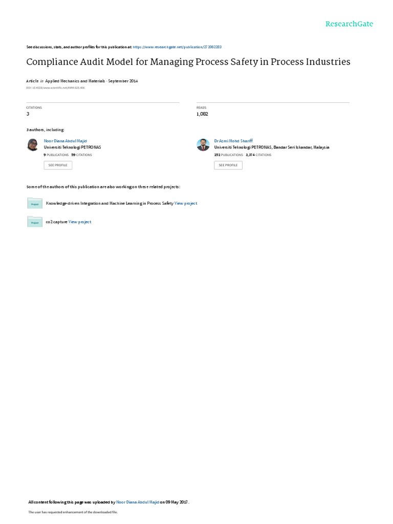Compliance Audit Model For Managing Process Safety in Process | PDF
