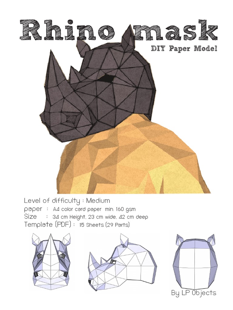 Free Printable Rhino Mask Template | PDF