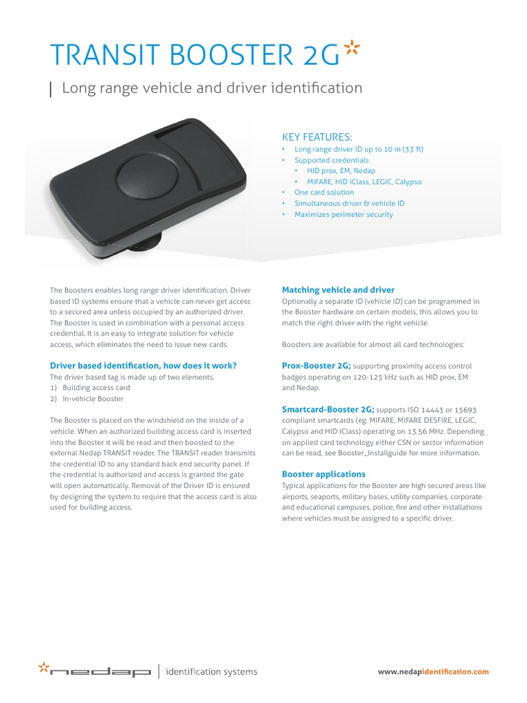 Booster 2G Datasheet Nedap v4.1 | PDF