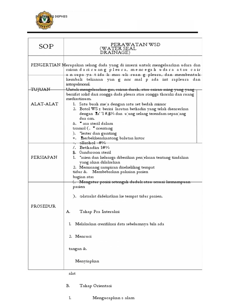 Ilide - Info Sop Perawatan WSD PR - Dikonversi | PDF