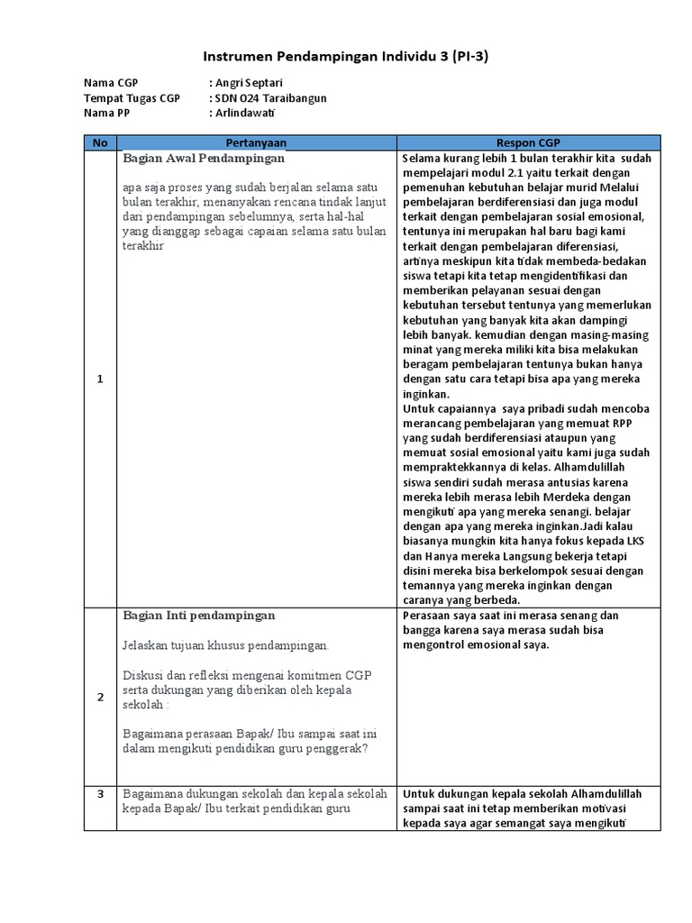 Instrumen Pi-3 CGP Angri Septari | PDF