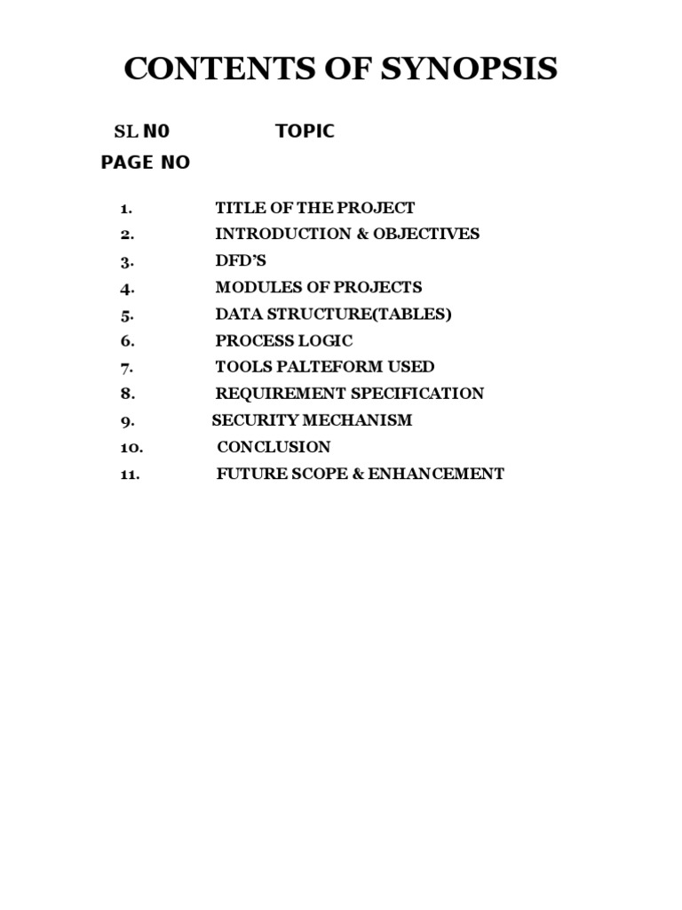 Contents of Synopsis: SL N0 Topic Page No | PDF | Model–View–Controller ...