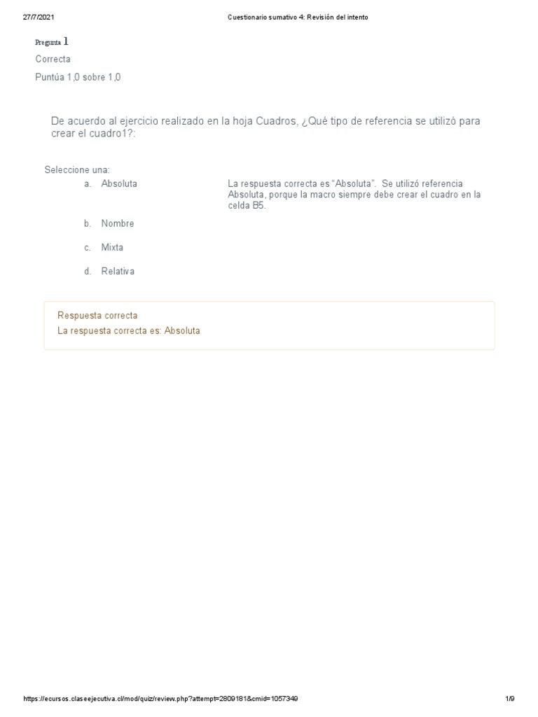 Cuestionario Sumativo 4 - Revisión Del Intento | PDF | Microsoft Excel | Archivo de computadora