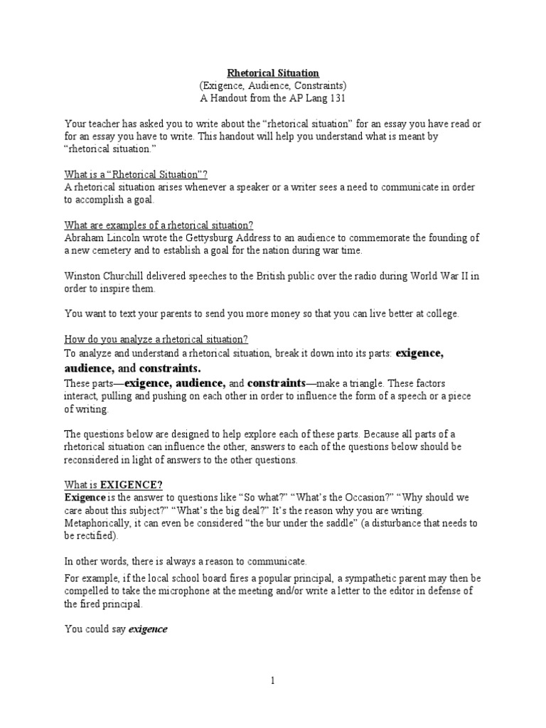 Rhetorical Situation Handout | Download Free PDF | Cognition ...