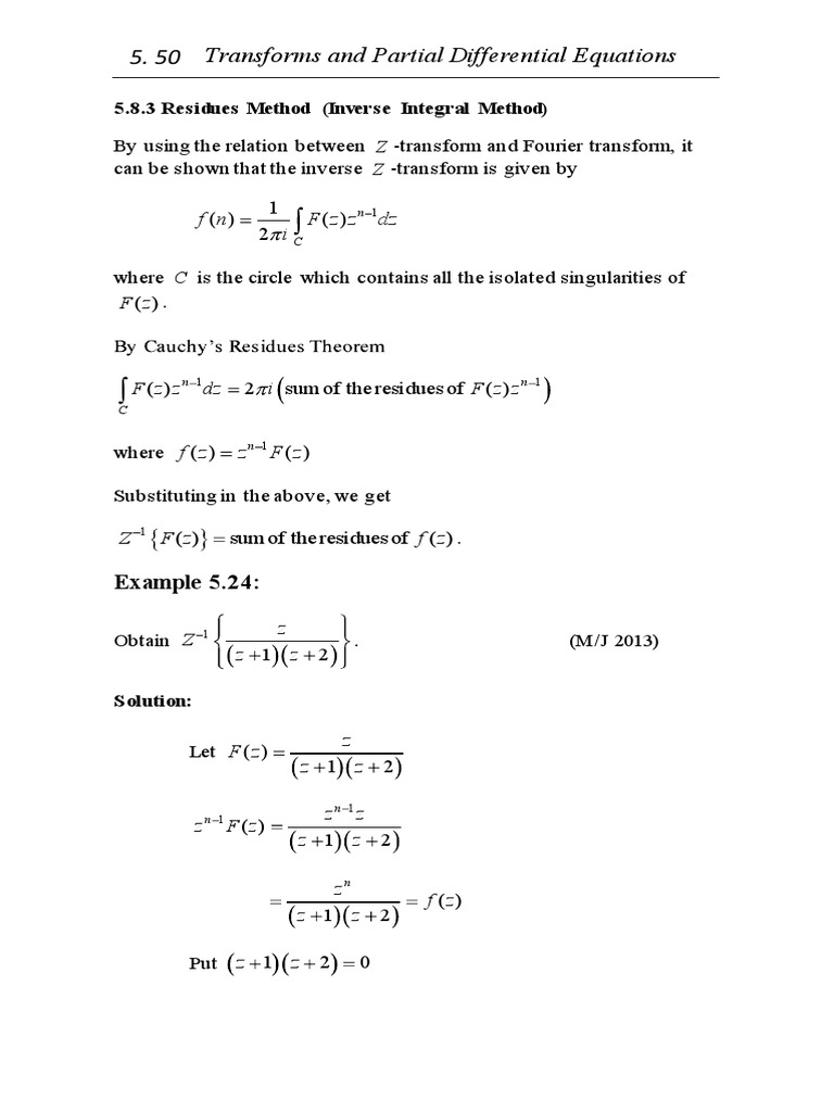 Inverse Z-Transform Using Residue Method | PDF | Mathematical Analysis ...