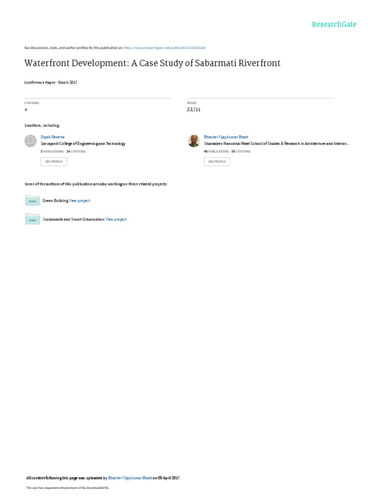 Waterfront Development: A Case Study of Sabarmati Riverfront | PDF | Earth Sciences