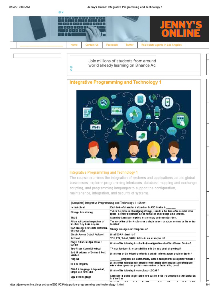 Integrative Programming and Technology 1 | PDF | Art | Technology & Engineering