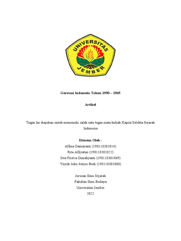 Gerwani Indonesia Tahun 1950-1 | PDF