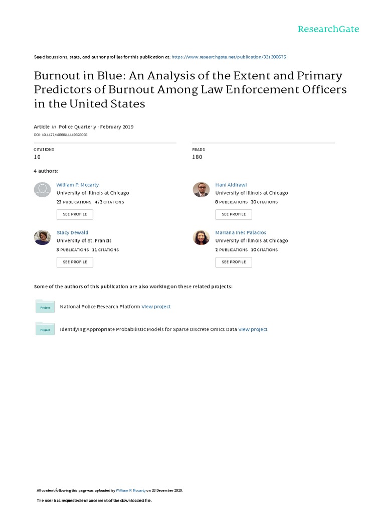 Burnout Among U.S. Law Enforcement Officers | PDF | Occupational ...