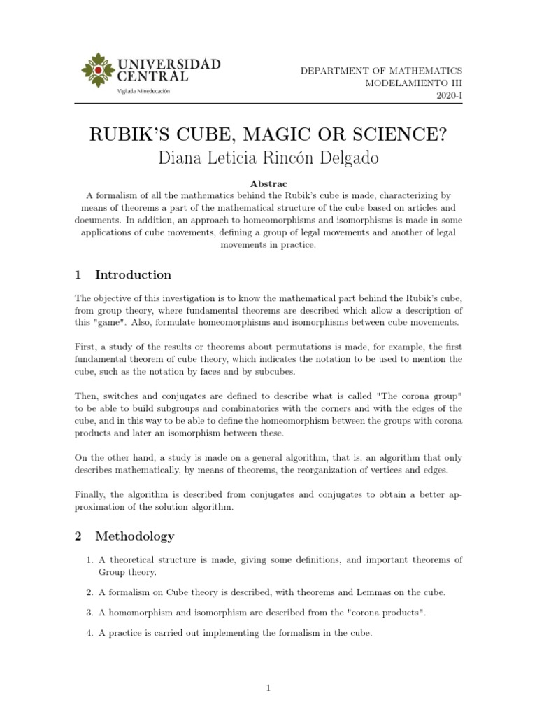 Rubik'S Cube, Magic or Science? Diana Leticia Rincón Delgado | PDF ...