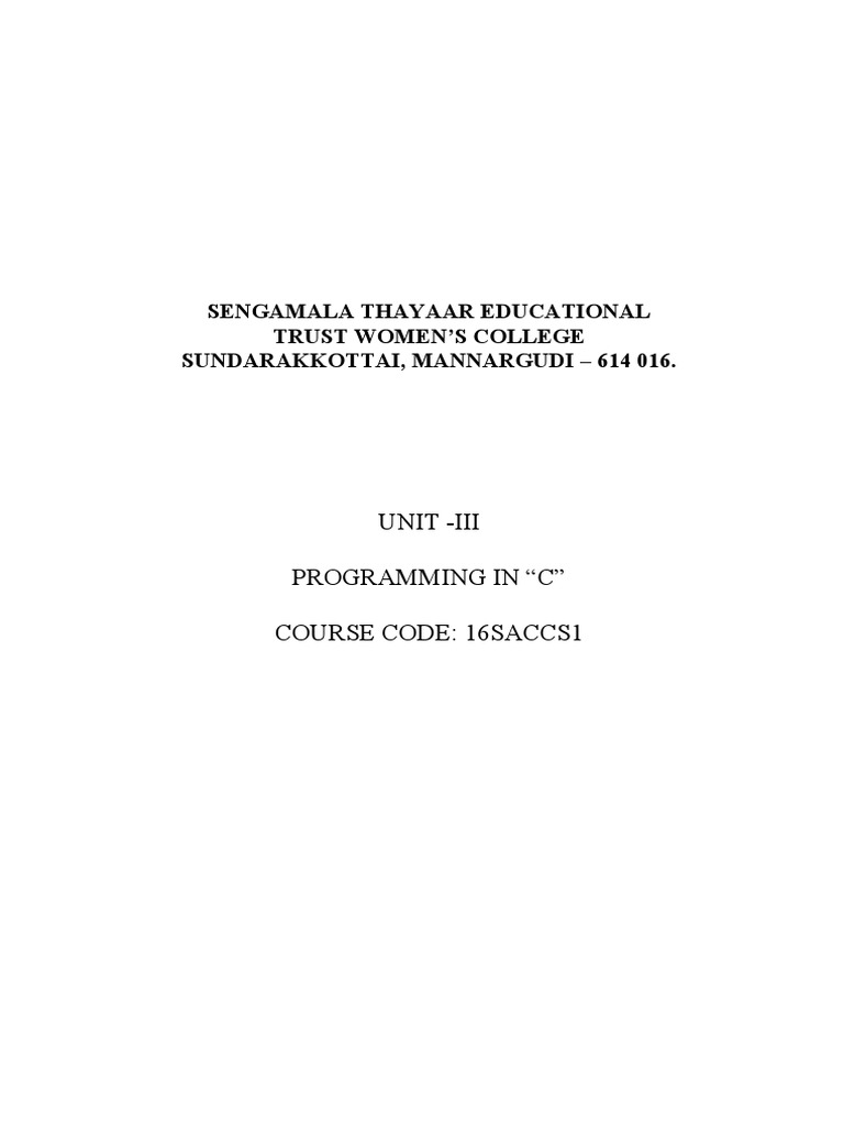 Sengamala Thayaar Educational Trust Women'S College Sundarakkottai, Mannargudi - 614 016 | PDF ...
