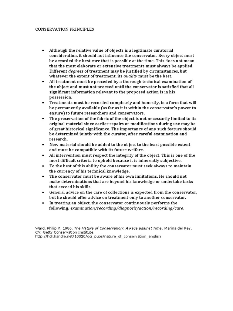 Conservation Principles | PDF