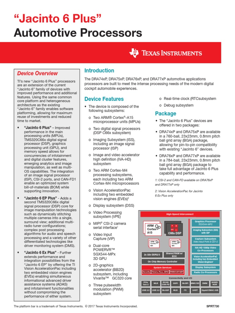 Automotive Processors: "Jacinto 6 Plus" | PDF | Digital Signal ...