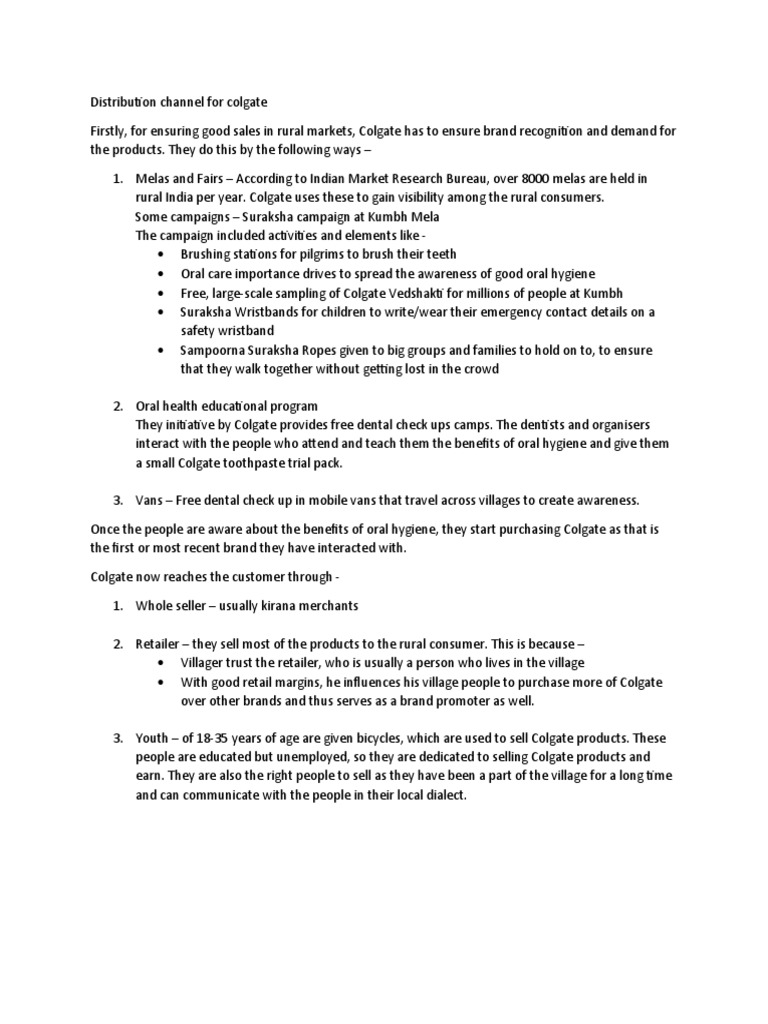 Distribution Channel For Colgate | PDF | Oral Hygiene | Brand