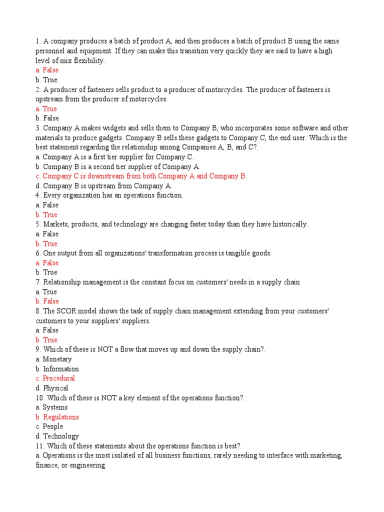 Operation Management Quiz | PDF
