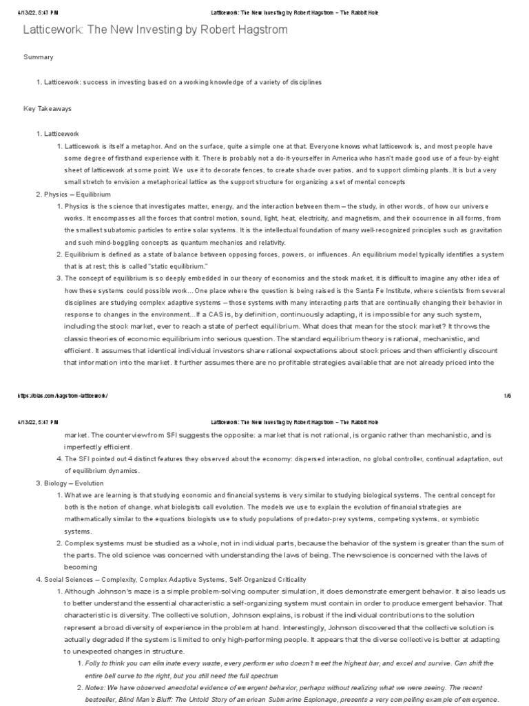 Latticework - The New Investing by Robert Hagstrom - The Rabbit Hole ...