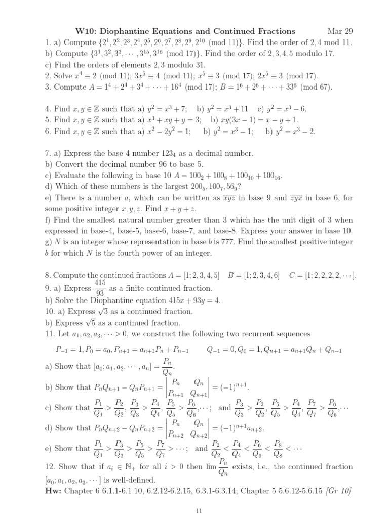 W10 Continued Fractions | PDF | Decimal | Numbers