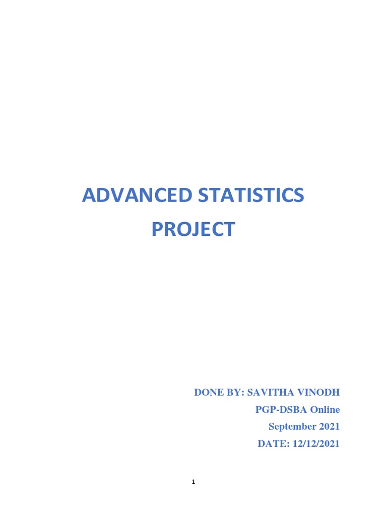 Advanced Statistics Project Report | PDF | Principal Component Analysis ...