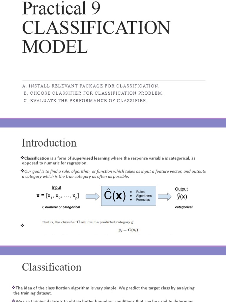 A. Install Relevant Package For Classification. B. Choose Classifier ...