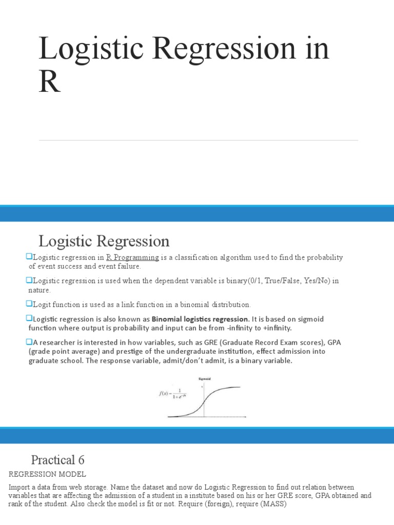 Logistic Regression in R | PDF | Logistic Regression | Regression Analysis