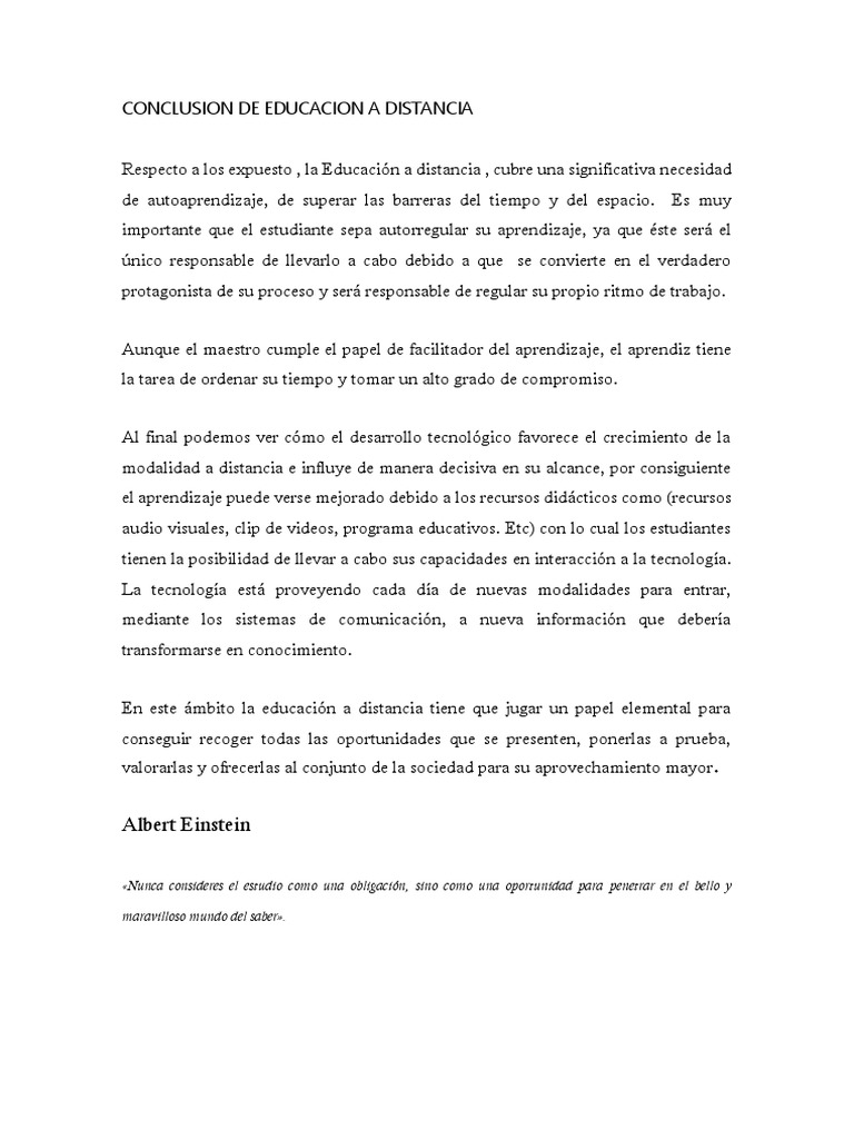 Conclusiones sobre Educación a Distancia | PDF