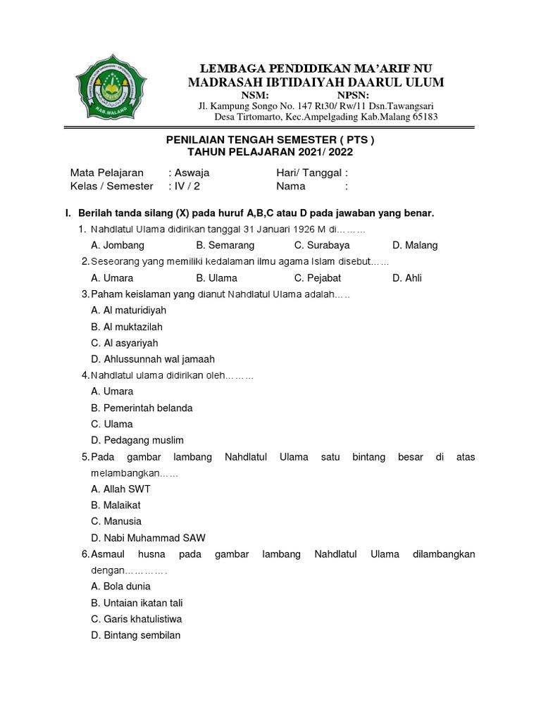 Aswaja Kelas 4 | PDF