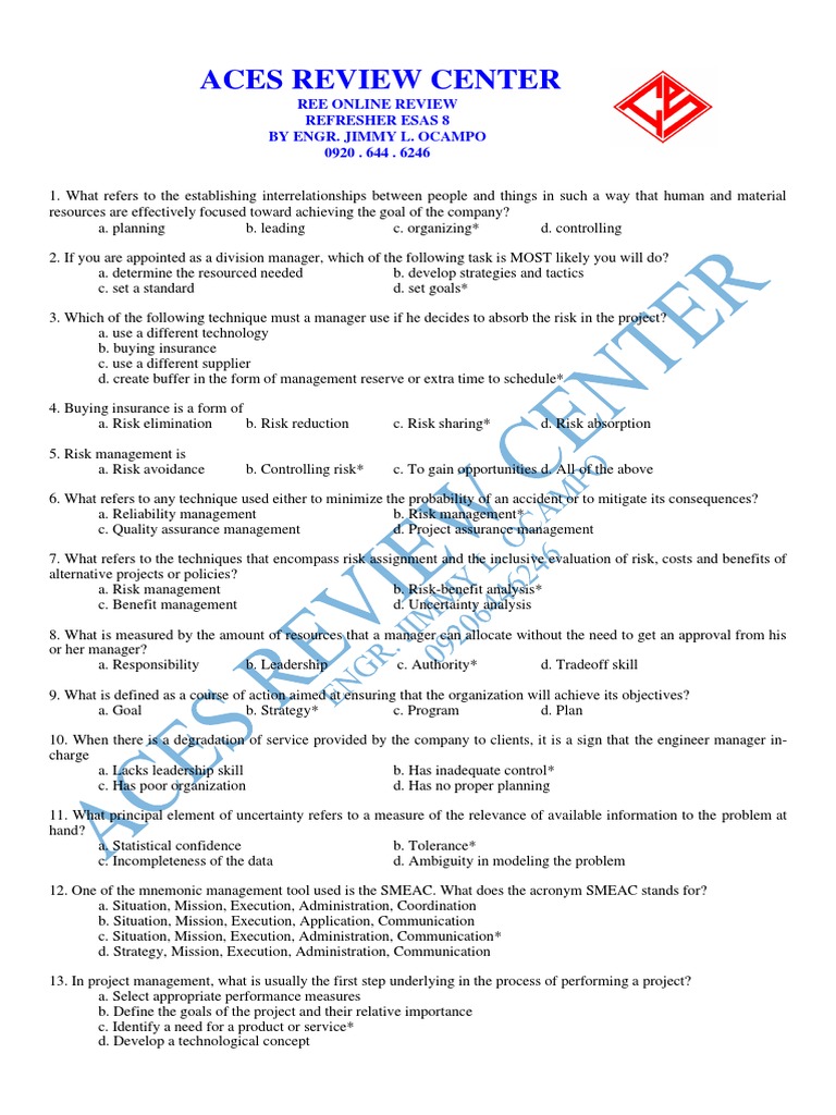 Aces Review Center: Ree Online Review Refresher Esas 8 by Engr. Jimmy L ...