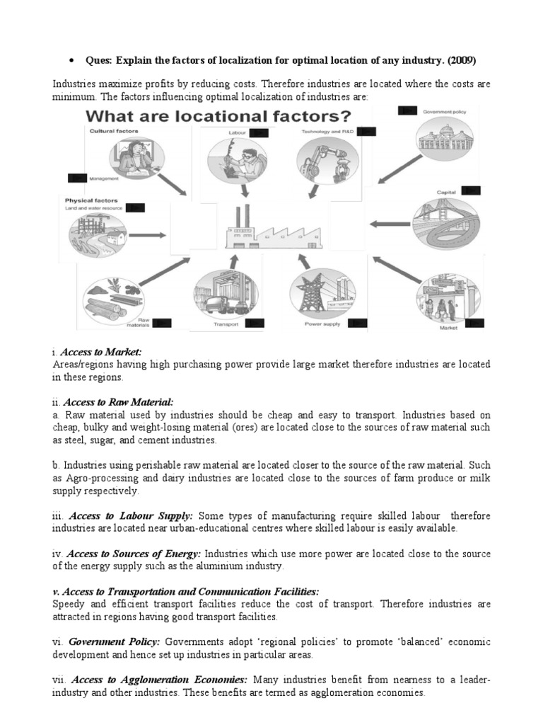 Ques: Explain The Factors of Localization For Optimal Location of Any ...