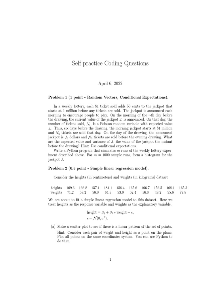 Self-Practice Coding Questions | PDF | Regression Analysis | Linear ...