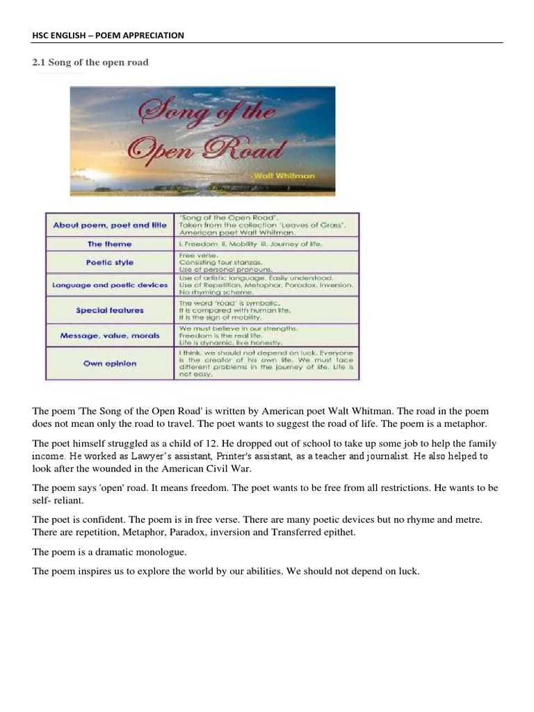 HSC English Poem Appreciation | PDF | Poetry