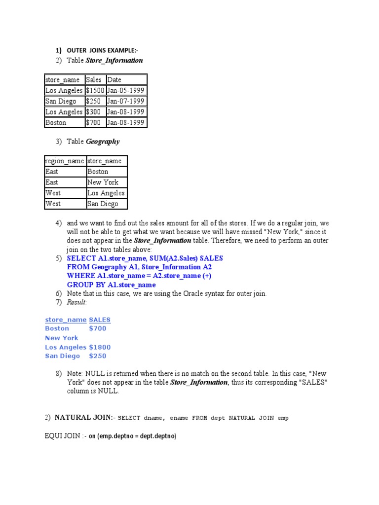 1) Outer Joins Example | Download Free PDF | Pl/Sql | Information Retrieval