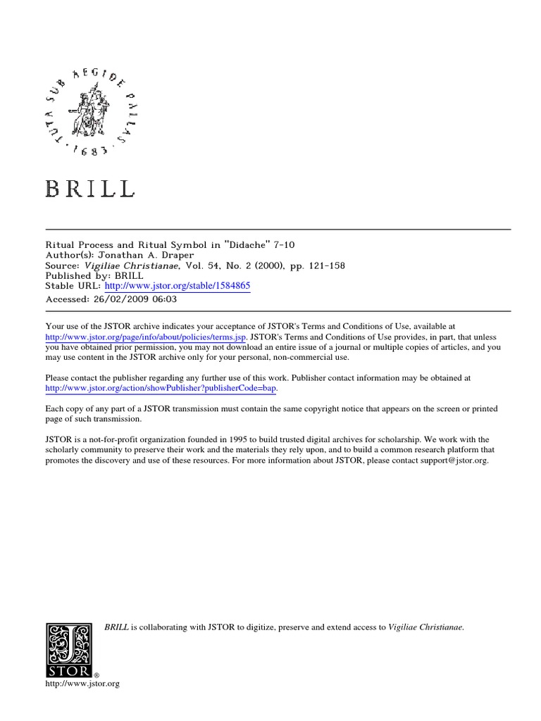 Ritual Process and Ritual Symbol in Didache 7-10 | PDF | Rituals | Baptism