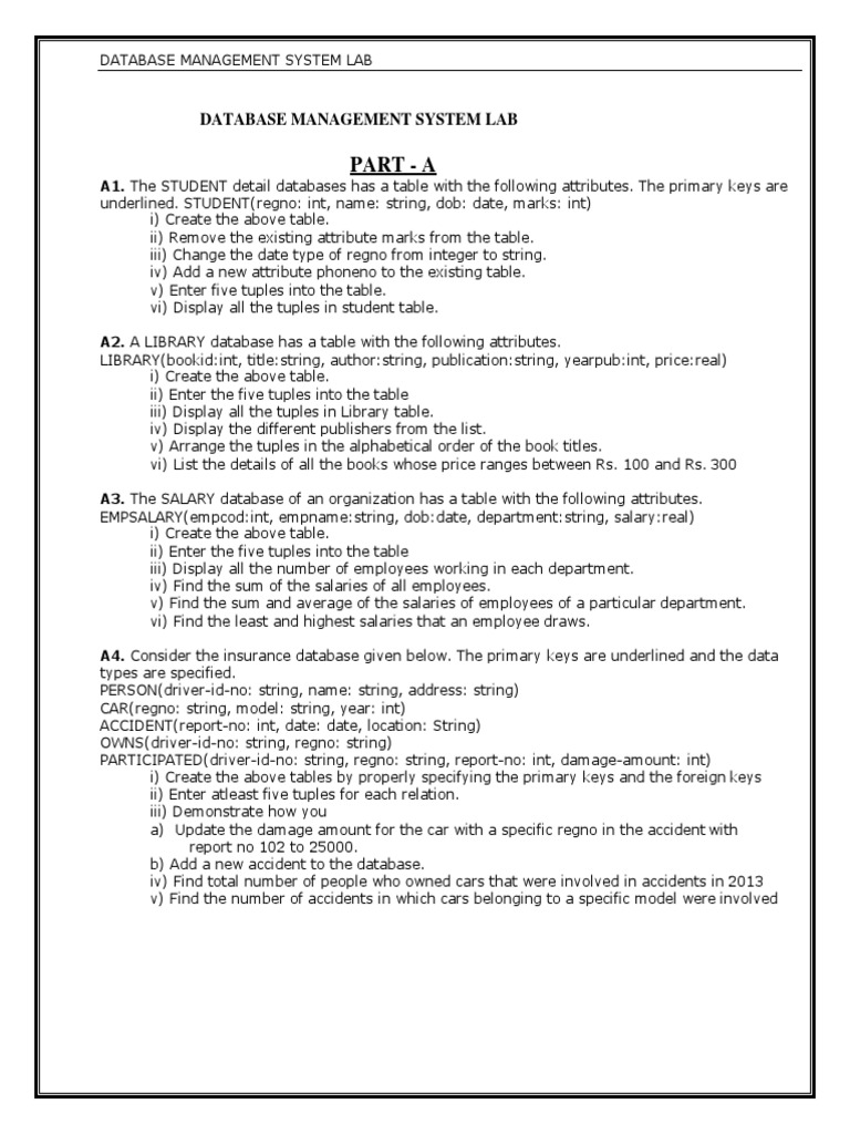 Dbms Manual | PDF | Databases | Table (Database)