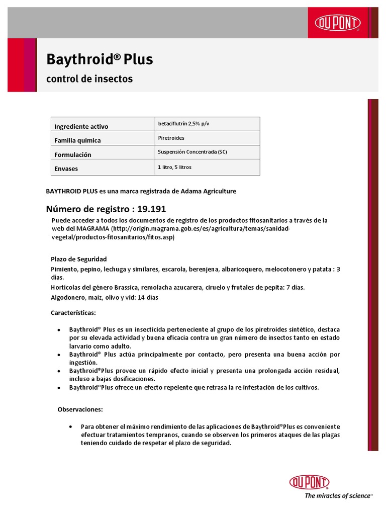 Baythroid Plus Información General - 2017 Prays | PDF | Agricultura