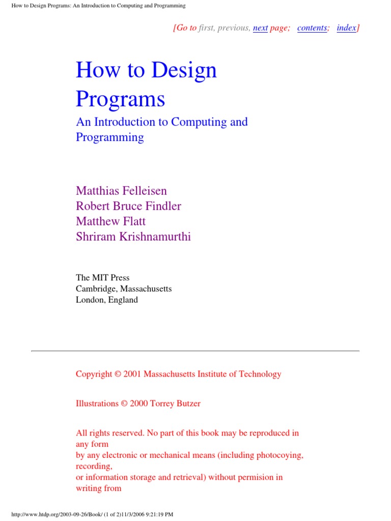 How To Design Programs An Introduction To Computing And Programming Matthias Felleisen Pdf