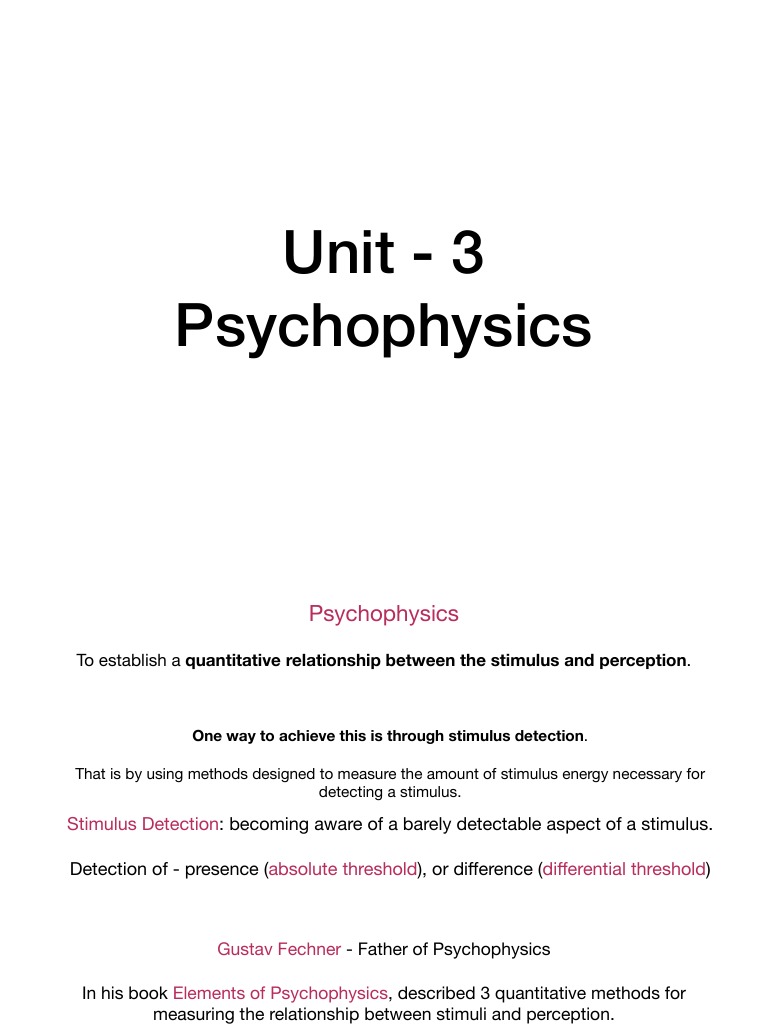 Psychophysics | PDF | Psychophysics | Neuropsychological Assessment