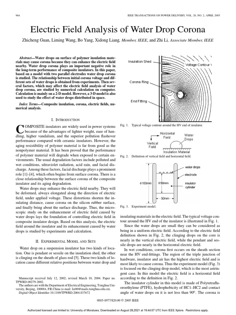 Electric Field Analysis of Water Drop Corona | PDF