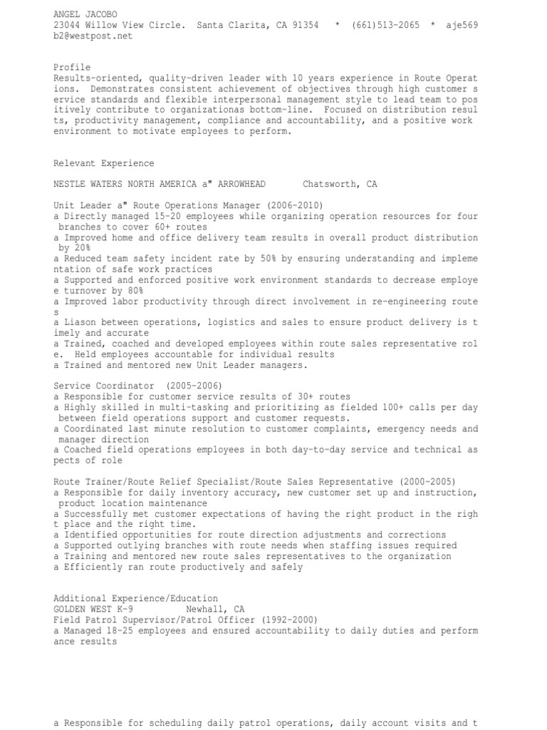 Route Operations Manager | PDF | Business | Economies