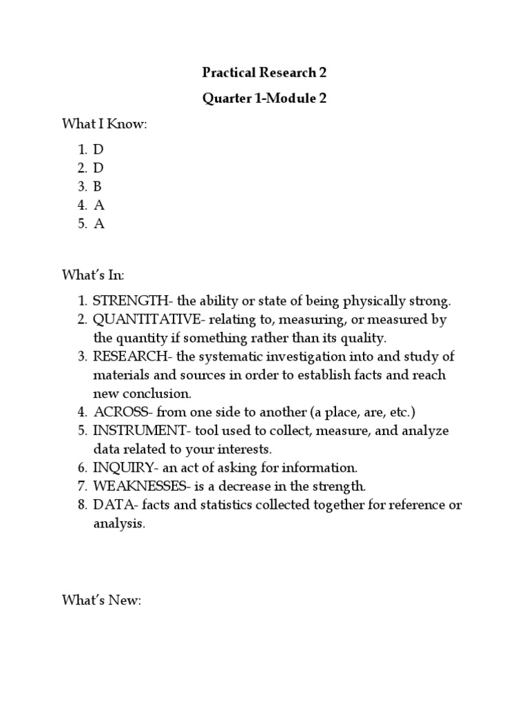 Practical Research 2 q1m2 | PDF | Quantitative Research | Statistics