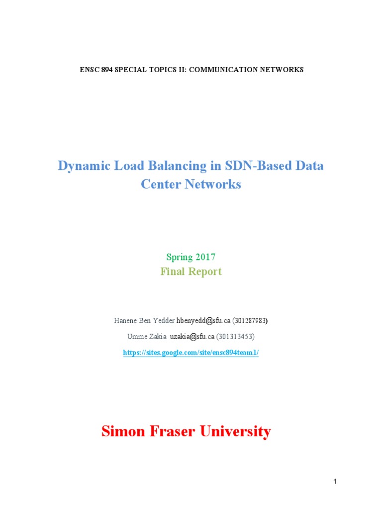 Dynamic Load Balancing in SDN Based Data Center Network | PDF ...