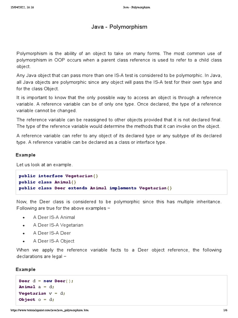 Java Polymorphism Pdf Inheritance Object Oriented Programming Method Computer