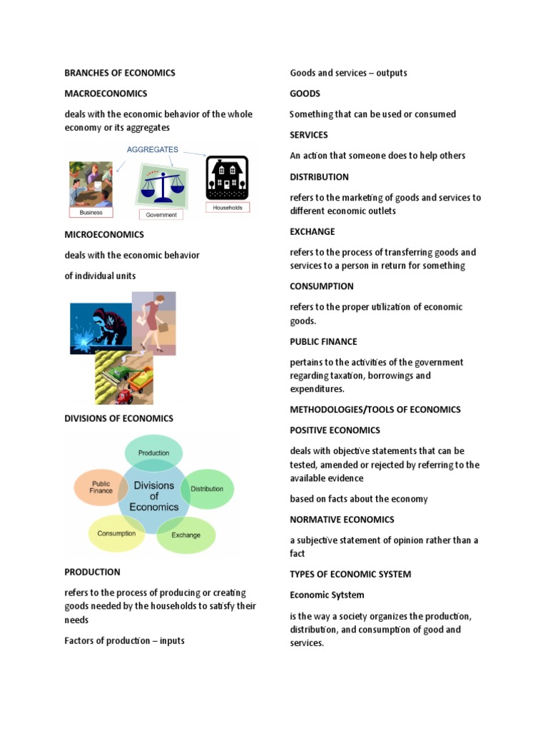 Branches of Economics | PDF | Economics | Measures Of National Income ...